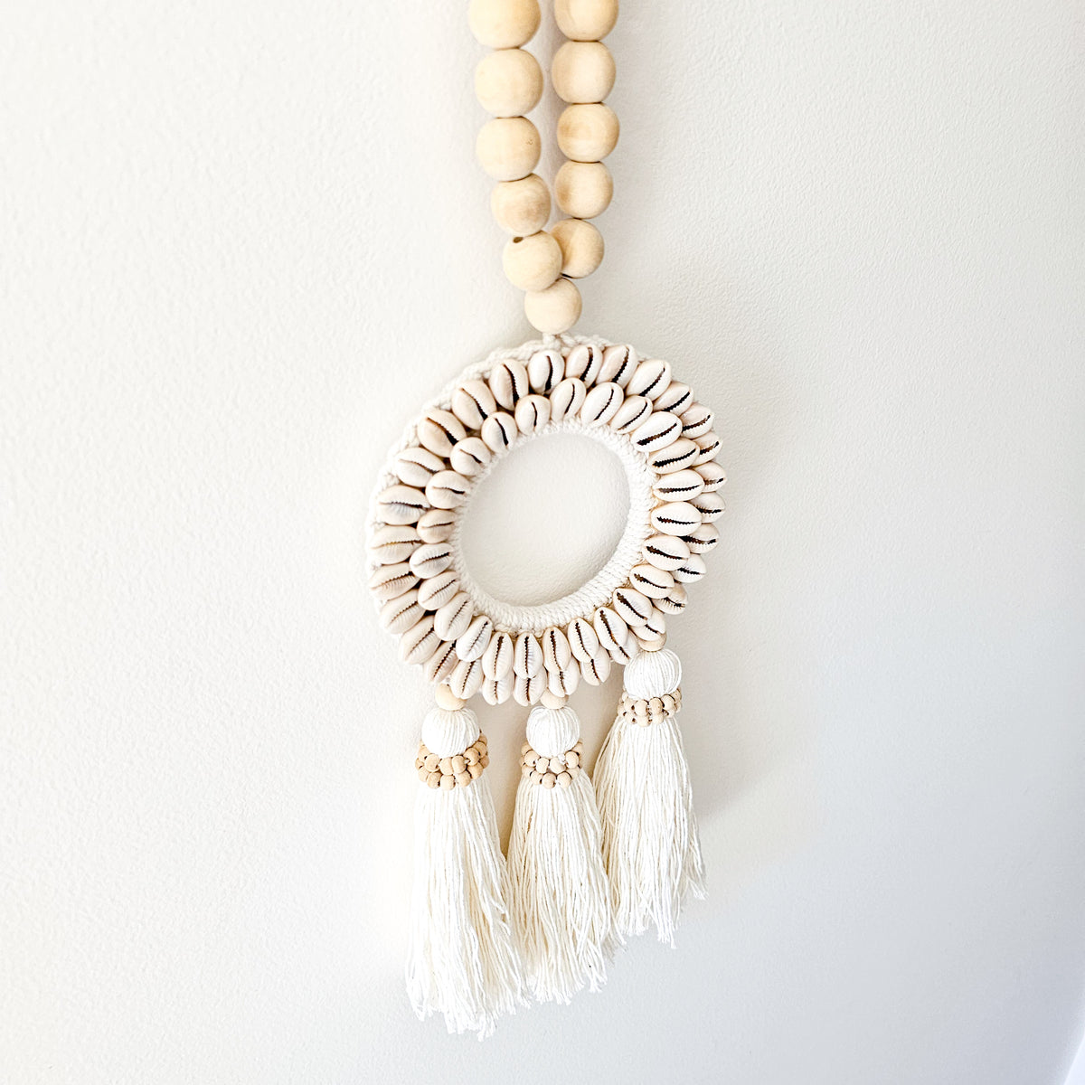 Shell Halo Beaded Garland 3 Tassels – Coastal Boheme Collective