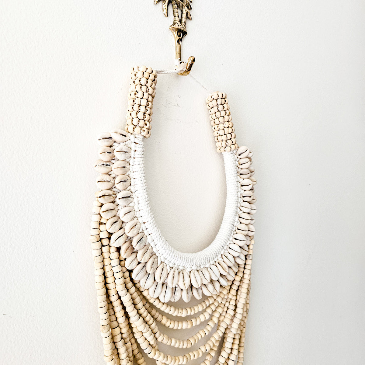 Eshana coastal Shell and Wood Bead Wall Decor Necklace – Coastal Boheme ...