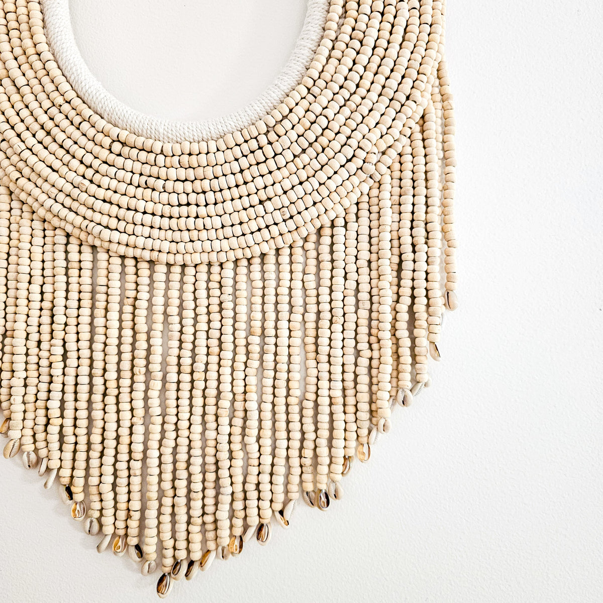 Indali coastal Shell and Wood Beaded Wall Decor Necklace-natural dceor ...