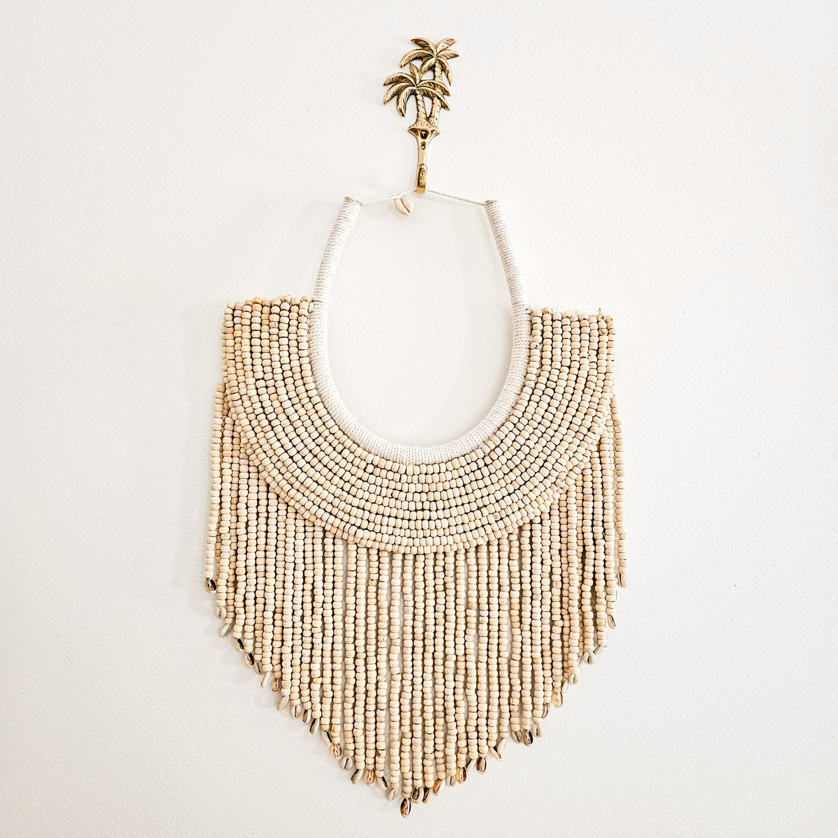 Indali coastal Shell and Wood Beaded Wall Decor Necklace-natural dceor ...