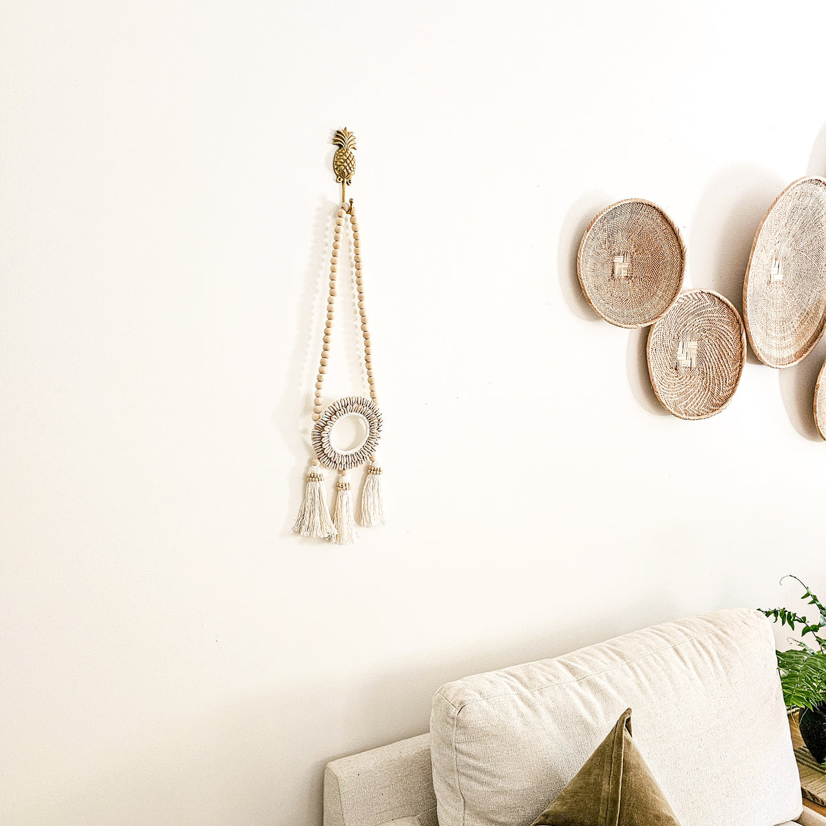 Zelia Shell Halo Beaded Hanging 3 Tassels – Coastal Boheme Collective